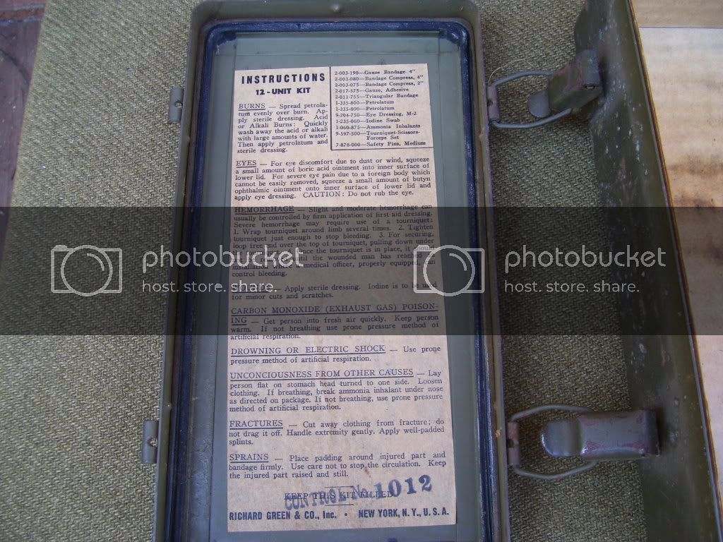 KW era Army 12 unit first aid kit - FIELD & PERSONAL GEAR SECTION - U.S ...