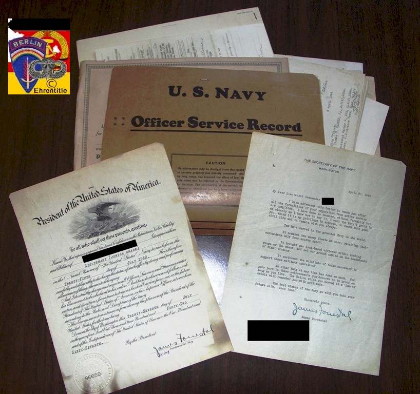 WWII Navy Officer Service Record for Lieutenant Commander - EPHEMERA ...