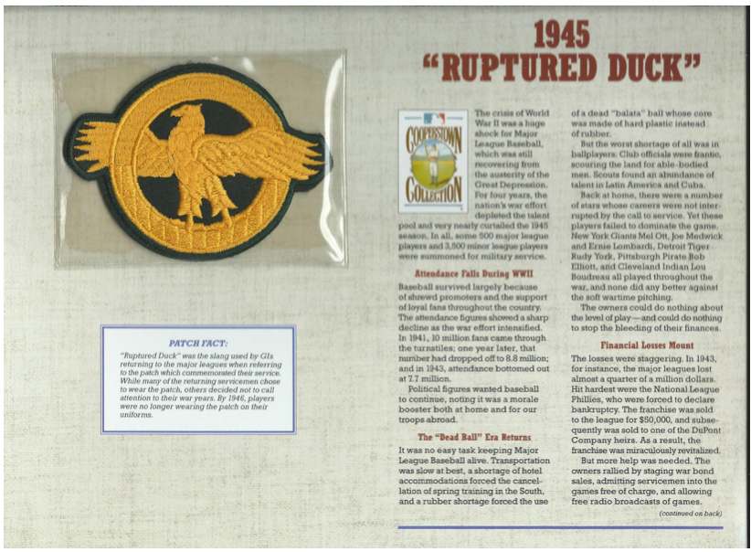 WW2 Major League Baseball Ruptured Duck patches - HOMEFRONT & THE WAR EFFORT - U.S. Militaria Forum
