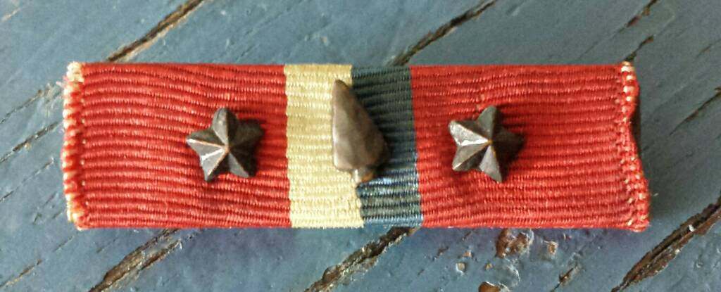Arrowhead and two bronze stars on Philippine Liberation Ribbon ...