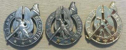 ARMY RECRUITER BADGES - BADGES, AWARDS, DUI, AND COLLAR BRASS - U.S ...