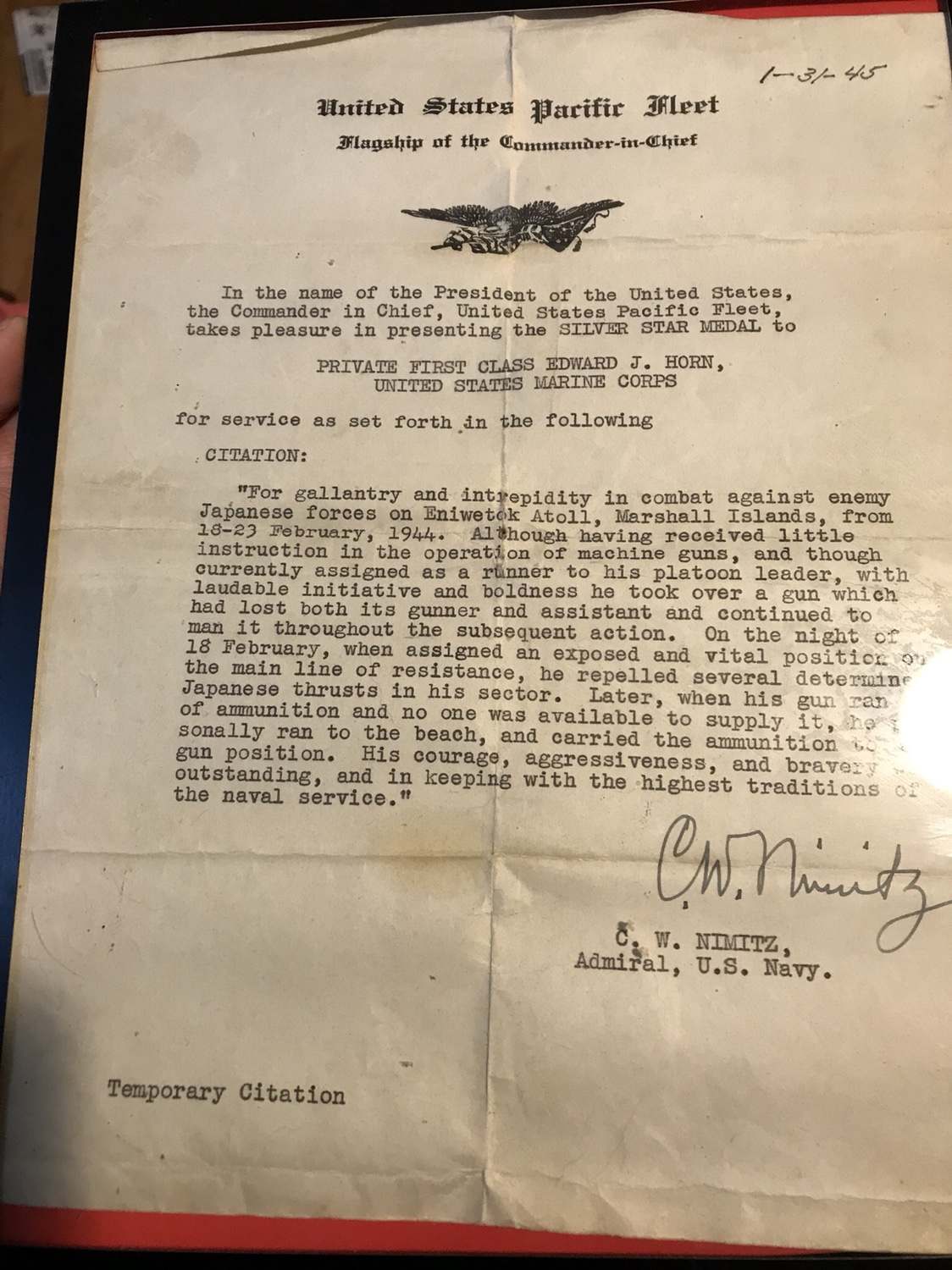 Ww2 USMC silver star and citation - MEDALS & DECORATIONS - U.S ...