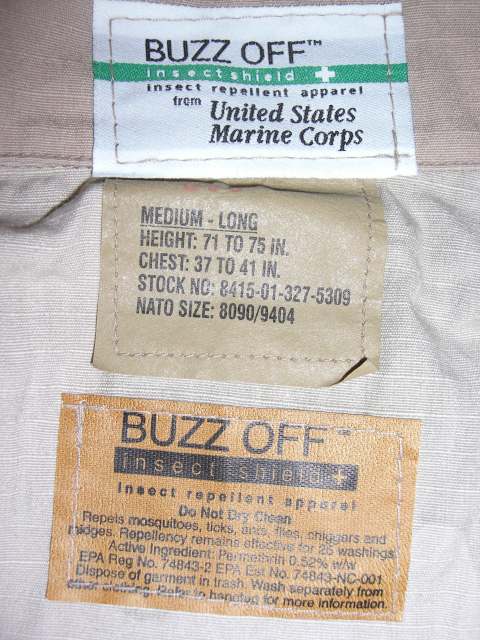 Buzz Off Insect Shield USMC Insect Repellent Apparel - CAMOUFLAGE ...