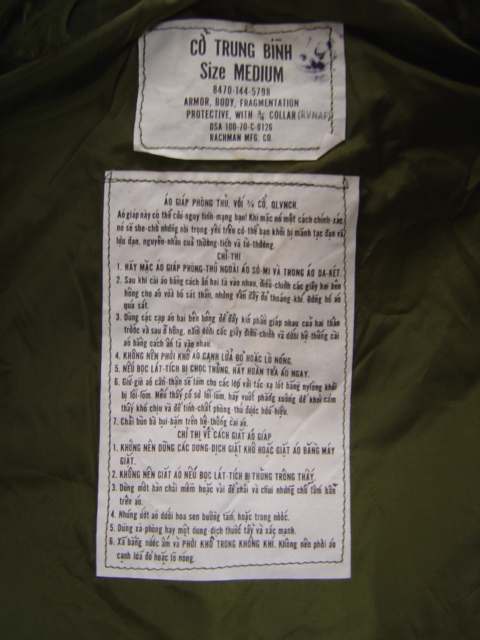 Vietnam War US Army Body Armor - FIELD & PERSONAL GEAR SECTION - U.S ...