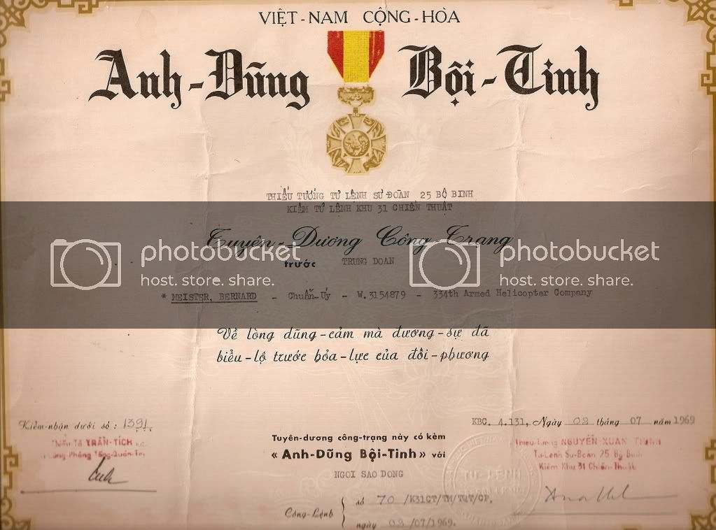 Rare Vietnamese Cross of Gallantry Certificate - EPHEMERA, PHOTOGRAPHS ...