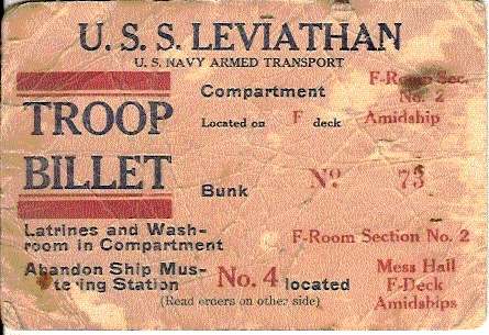 U.S.S. Leviathan Billet Card - EPHEMERA, PHOTOGRAPHS & MILITARY ARTWORK ...
