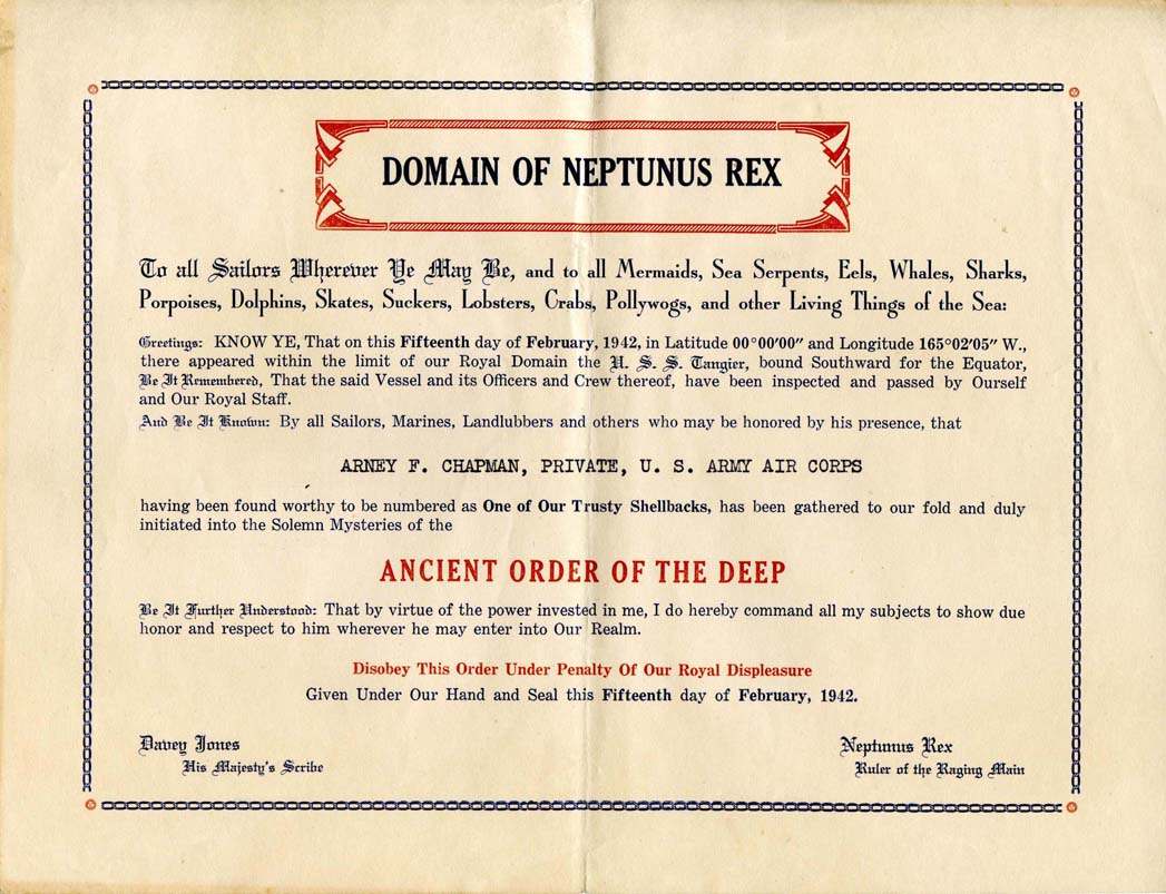 Neptunus Rex - EPHEMERA, PHOTOGRAPHS & MILITARY ARTWORK - U.S ...