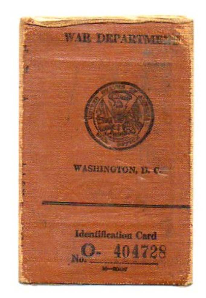 1942 War Department Identification Card - EPHEMERA, PHOTOGRAPHS ...