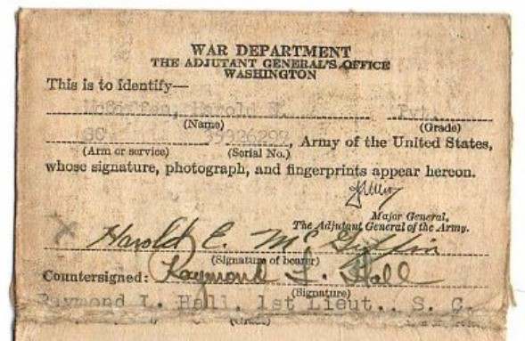 1942 War Department Identification Card - EPHEMERA, PHOTOGRAPHS ...