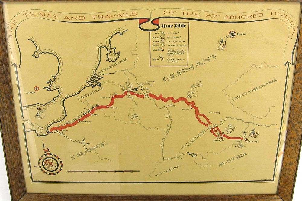 20th Armored WWII timeline map - EPHEMERA, PHOTOGRAPHS & MILITARY ...