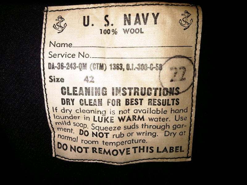 Help with reading a Navy Contract Label - NAVAL & SEA SERVICE UNIFORMS ...