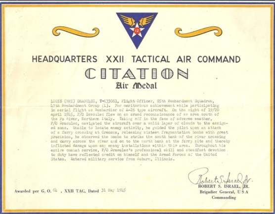 12th Army Air Force Air Medal Award Documents - EPHEMERA, PHOTOGRAPHS ...