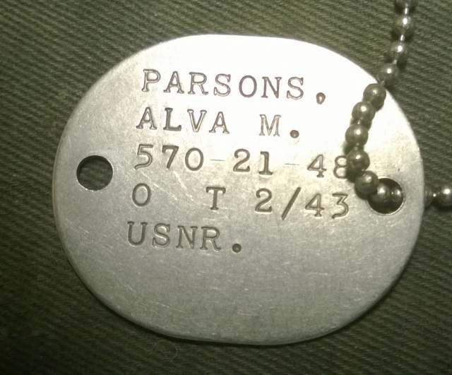 PHM3/c Alva M. Parsons - IDENTITY ITEMS (DOG TAGS, BRACELETS, ETC) - U ...