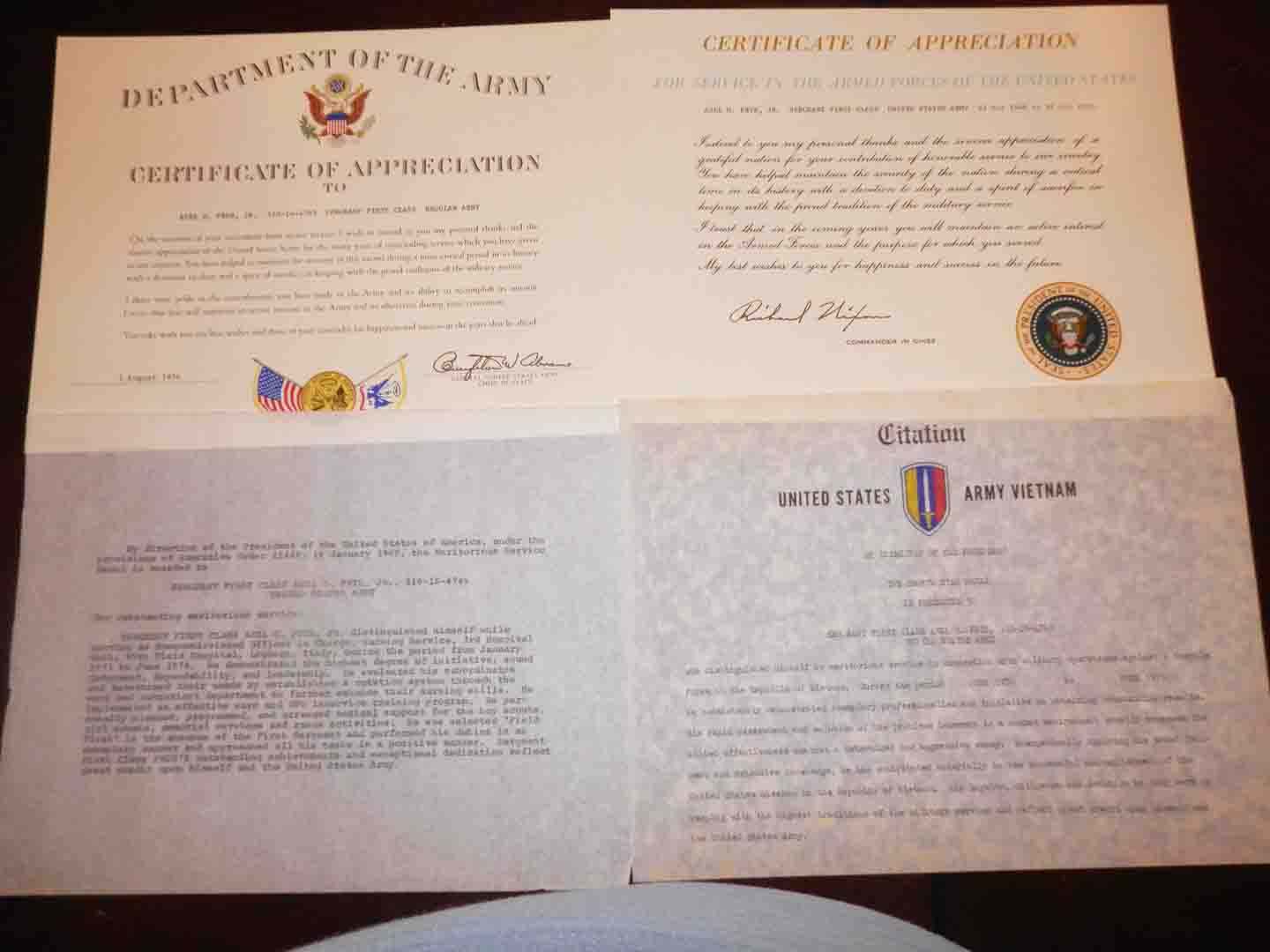 Vietnam Veteran, Papers, Citations, Insignia - EPHEMERA, PHOTOGRAPHS ...