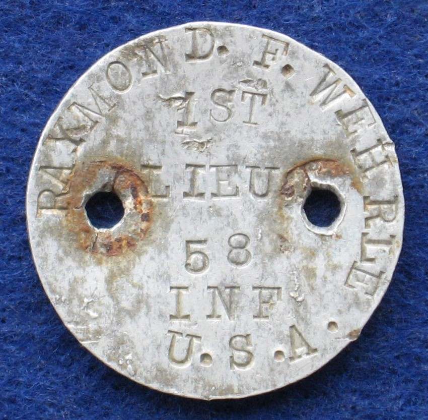 Grave Marker Dog Tag WW 1 - IDENTITY ITEMS (DOG TAGS, BRACELETS, ETC ...