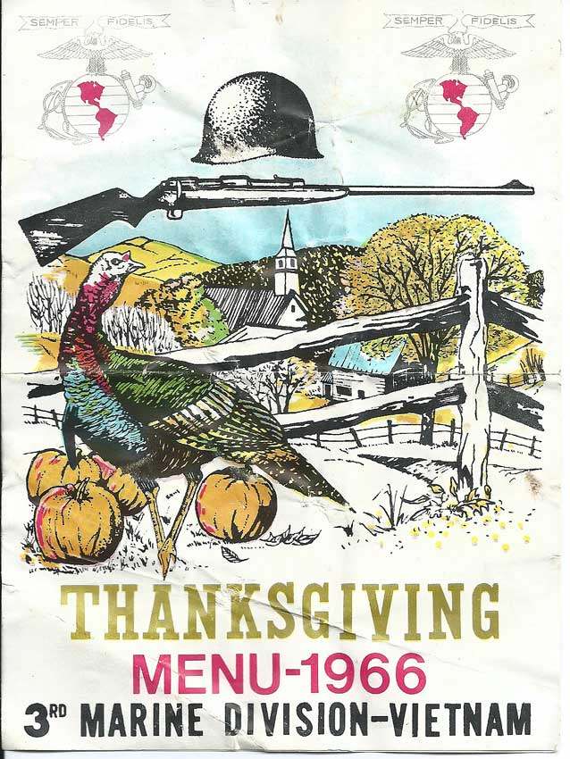 Colorful 1966 USMC Vietnam Thanksgiving menu - EPHEMERA, PHOTOGRAPHS ...