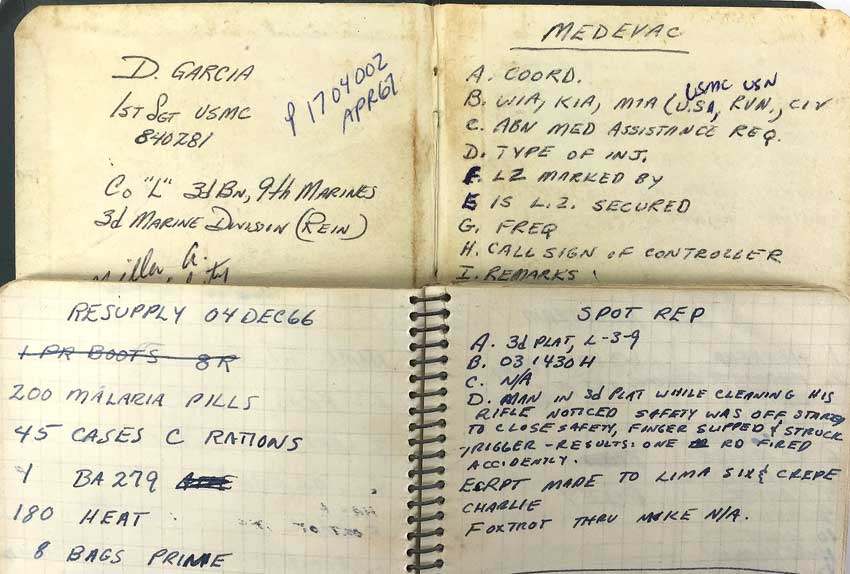 Vietnam War in country USMC 1st Sgt ops notebooks 1966-67 - EPHEMERA ...
