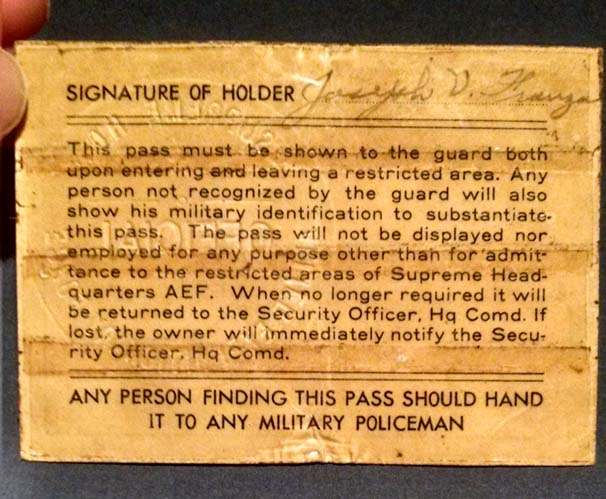 WWII SHAEF Supreme HQ Entry Pass - Paris 1944 ETO - EPHEMERA ...