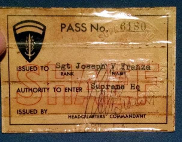 WWII SHAEF Supreme HQ Entry Pass - Paris 1944 ETO - EPHEMERA ...