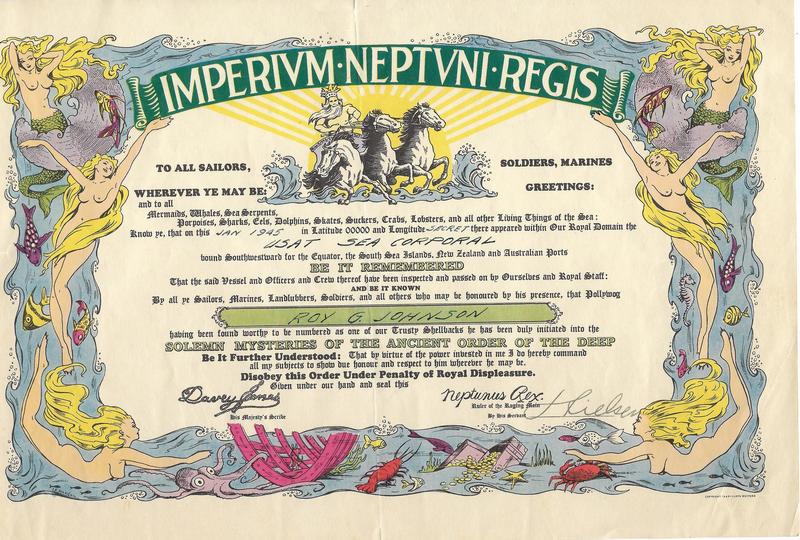 Shellback and Domain of Golden Dragon certificates. - EPHEMERA ...