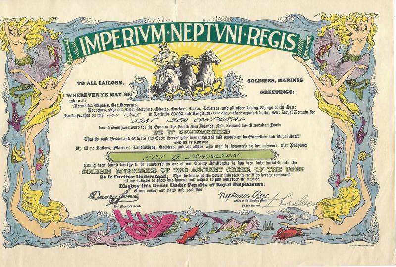 Shellback and Domain of Golden Dragon certificates. - EPHEMERA ...