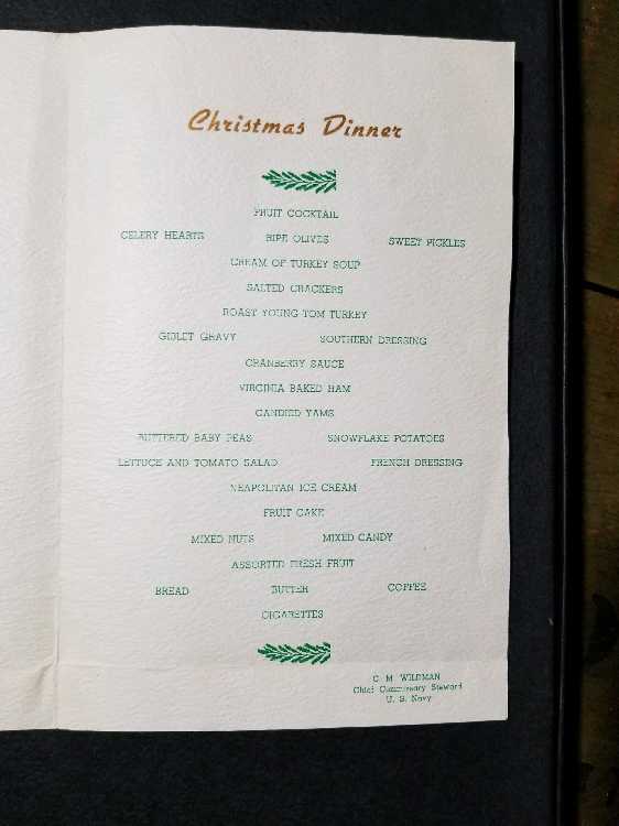 1941 USS Pennsylvania Christmas Menu - EPHEMERA, PHOTOGRAPHS & MILITARY ...
