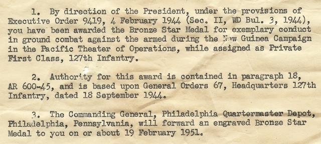 "Letter Orders" Bronze Star set - MEDALS & DECORATIONS - U.S. Militaria ...
