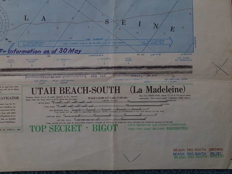 Utah Beach Top Secret BIGOT Map - FIELD & PERSONAL GEAR SECTION - U.S ...