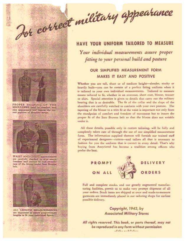 1942 Associated Military Stores of Chicago - UNIFORMS - U.S. Militaria ...