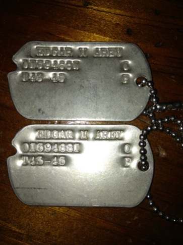 Two sets of WW2 dog tags - IDENTITY ITEMS (DOG TAGS, BRACELETS, ETC ...