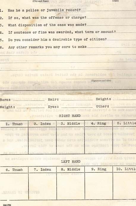 WWII USMC Enlistment Application - EPHEMERA, PHOTOGRAPHS & MILITARY ...