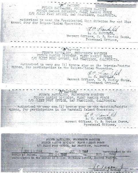 W.I.A. 4/14, 4th MarDiv Robert L. Haddock USMC salty moth eaten alpha ...