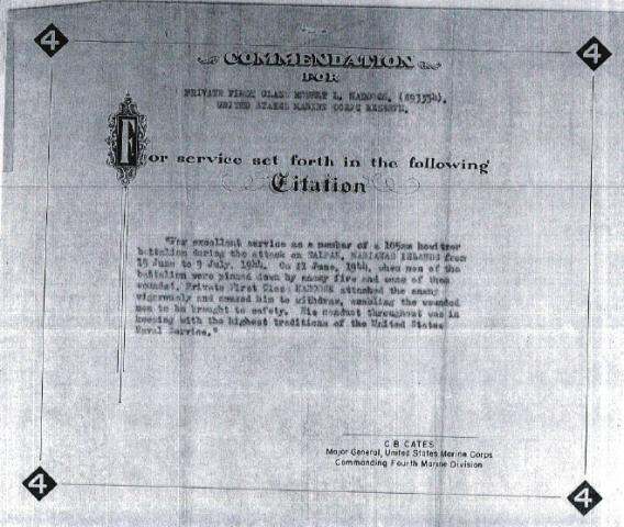 W.I.A. 4/14, 4th MarDiv Robert L. Haddock USMC salty moth eaten alpha ...