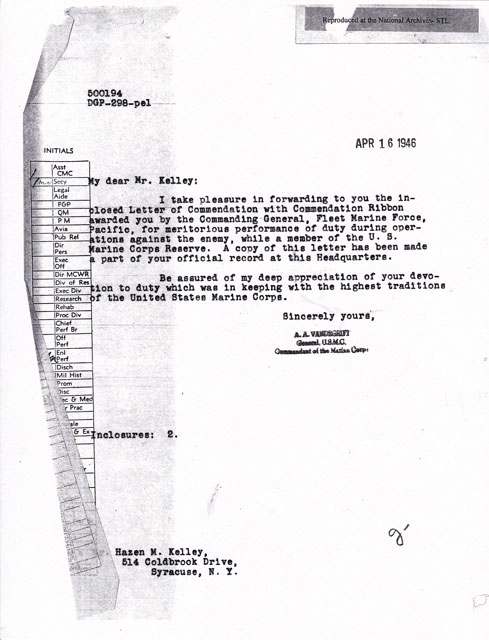 W.I.A. 4/14, 4th MarDiv Robert L. Haddock USMC salty moth eaten alpha ...