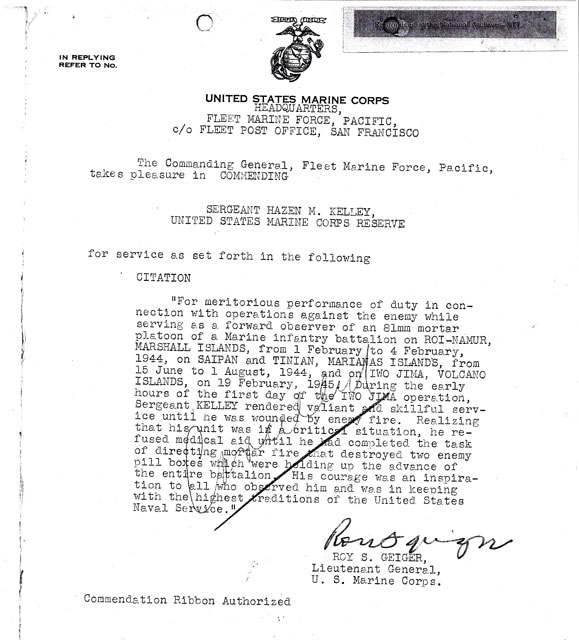 W.I.A. 4/14, 4th MarDiv Robert L. Haddock USMC salty moth eaten alpha ...