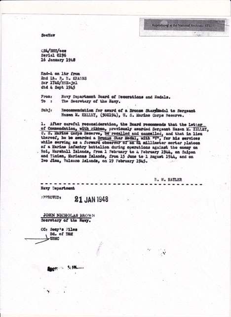 W.I.A. 4/14, 4th MarDiv Robert L. Haddock USMC salty moth eaten alpha ...