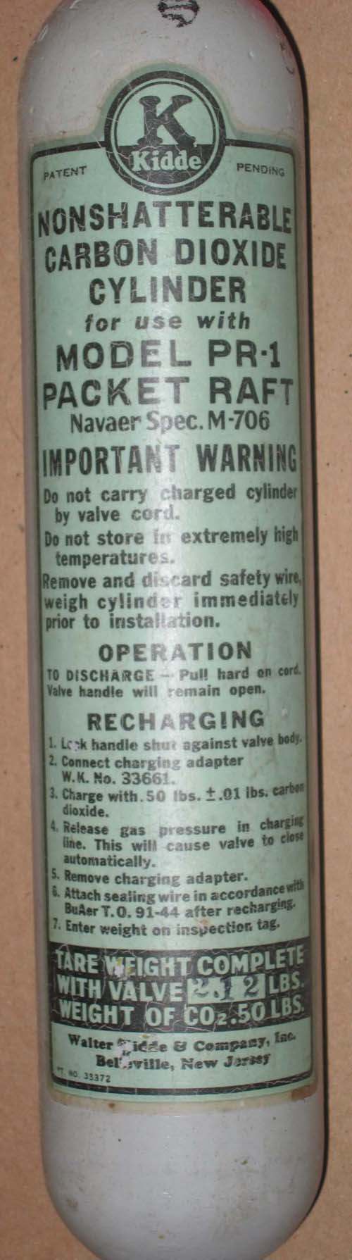 LIFE RAFT INFLATION BOTTLE - SURVIVAL GEAR - U.S. Militaria Forum