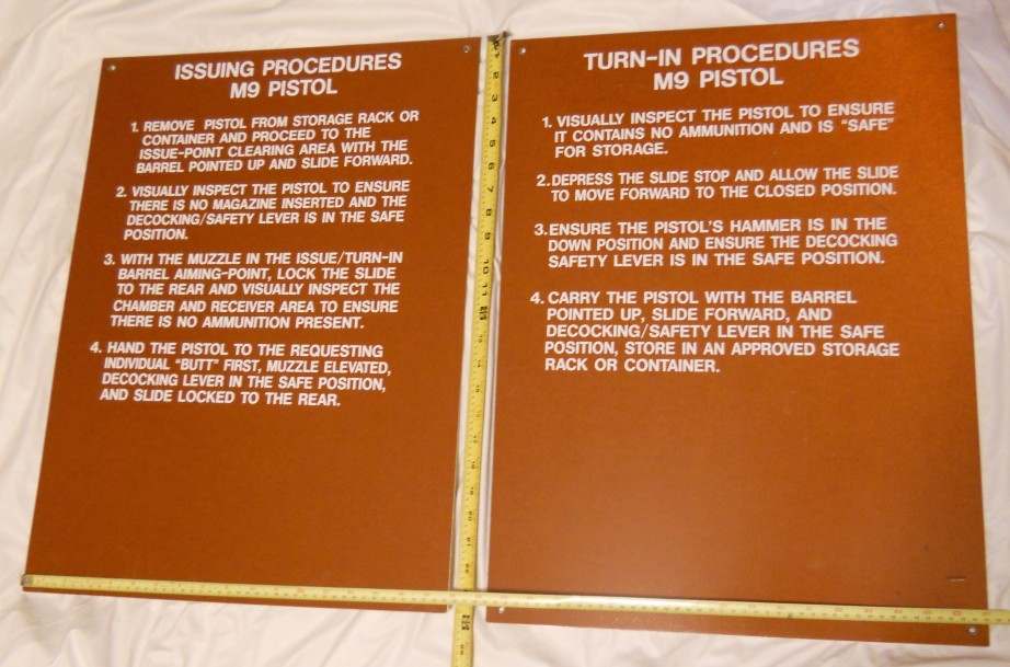 Military Arms Room Reflective Metal Signs / M-16 & M9 - FIREARMS - U.S ...