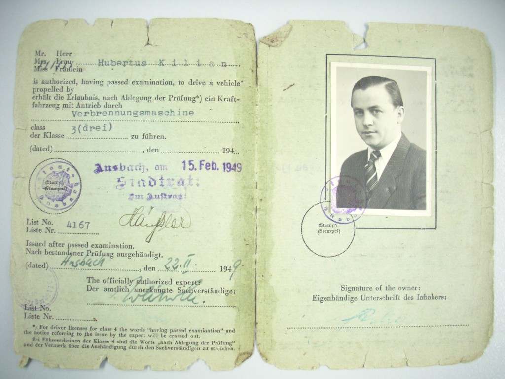 Civilian driver license, 1949, american zone of occupation - EPHEMERA ...