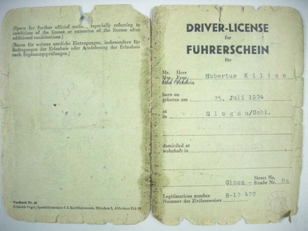 Civilian driver license, 1949, american zone of occupation - EPHEMERA ...