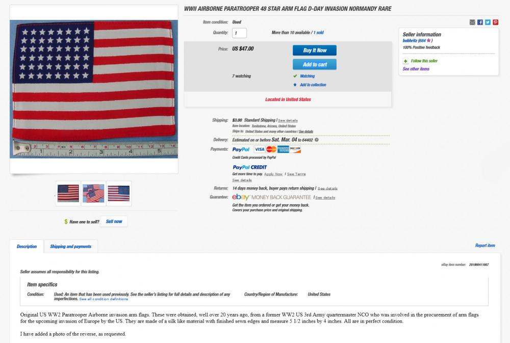 D-Day Invasion Arm Flags - ARMY AND USAAF - U.S. Militaria Forum