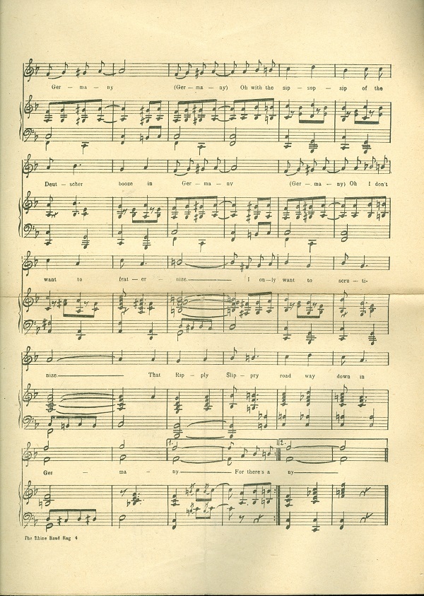 WW1 USMC OCCUPATION OF GERMANY "THE RHINE ROAD RAG" SHEET MUSIC ...