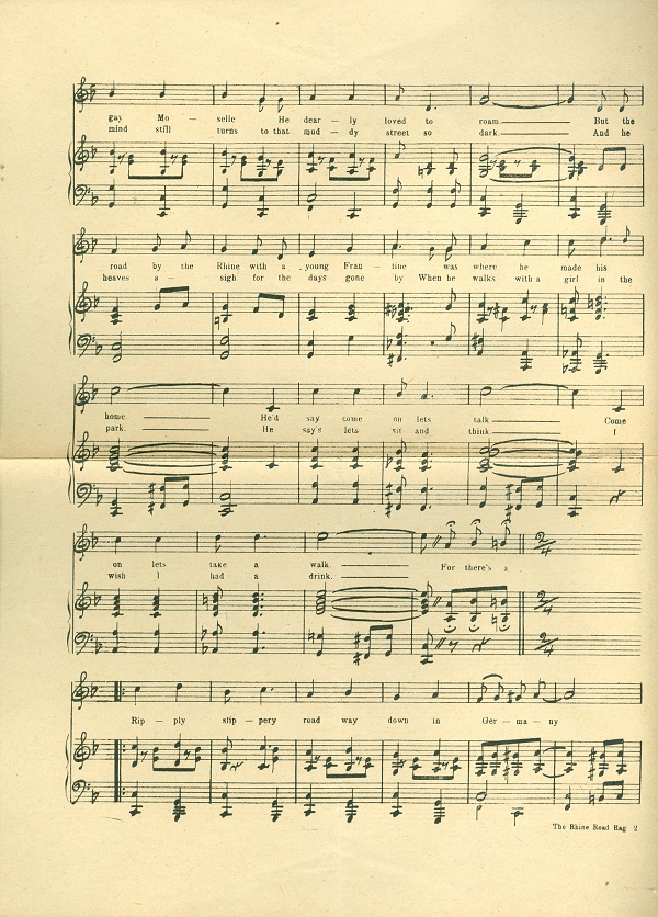 WW1 USMC OCCUPATION OF GERMANY "THE RHINE ROAD RAG" SHEET MUSIC ...