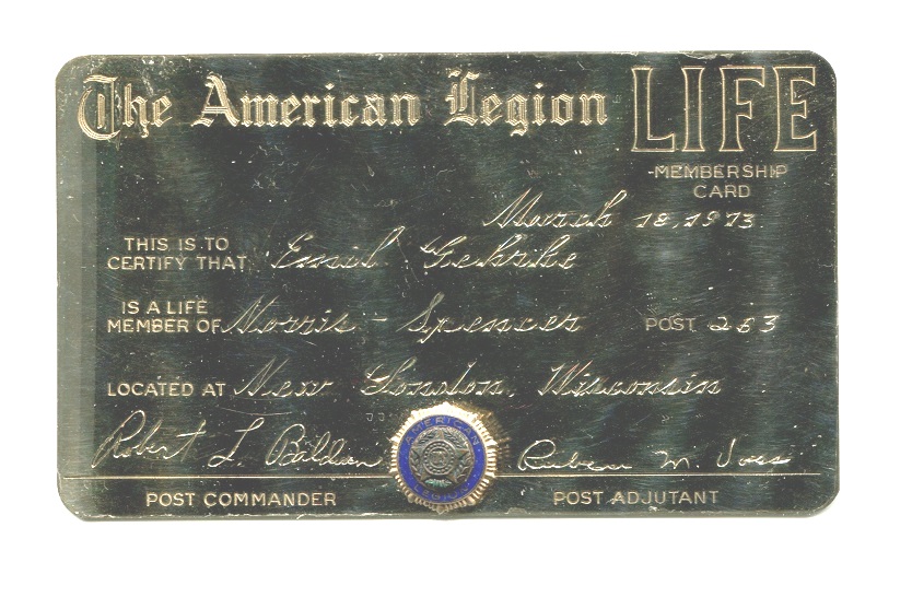 American Legion Gold Life Membership Card - VETERANS' ORGANIZATIONS - U ...