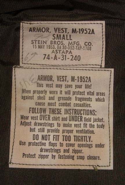 Vietnam War US Army Body Armor - FIELD & PERSONAL GEAR SECTION - U.S ...