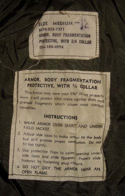 Vietnam War US Army Body Armor - FIELD & PERSONAL GEAR SECTION - U.S ...