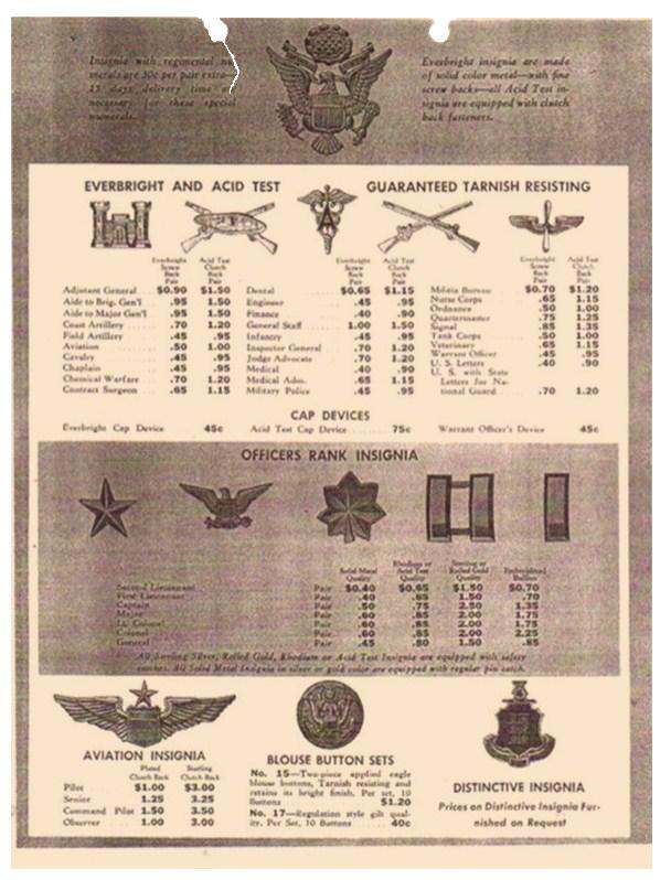 1942 Associated Military Stores of Chicago - UNIFORMS - U.S. Militaria ...