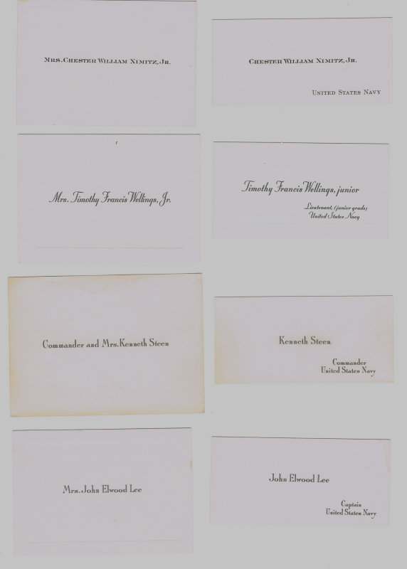 U.S. Navy Introduction/Name Cards - EPHEMERA, PHOTOGRAPHS & MILITARY ...