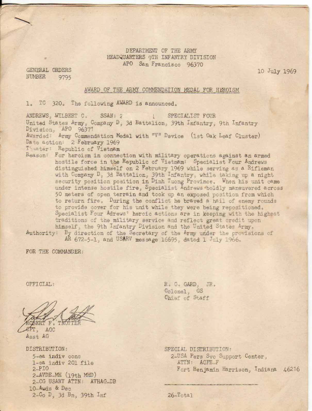 Vietnam 9th Infantry Division group ARCOM with "V" - MEDALS ...