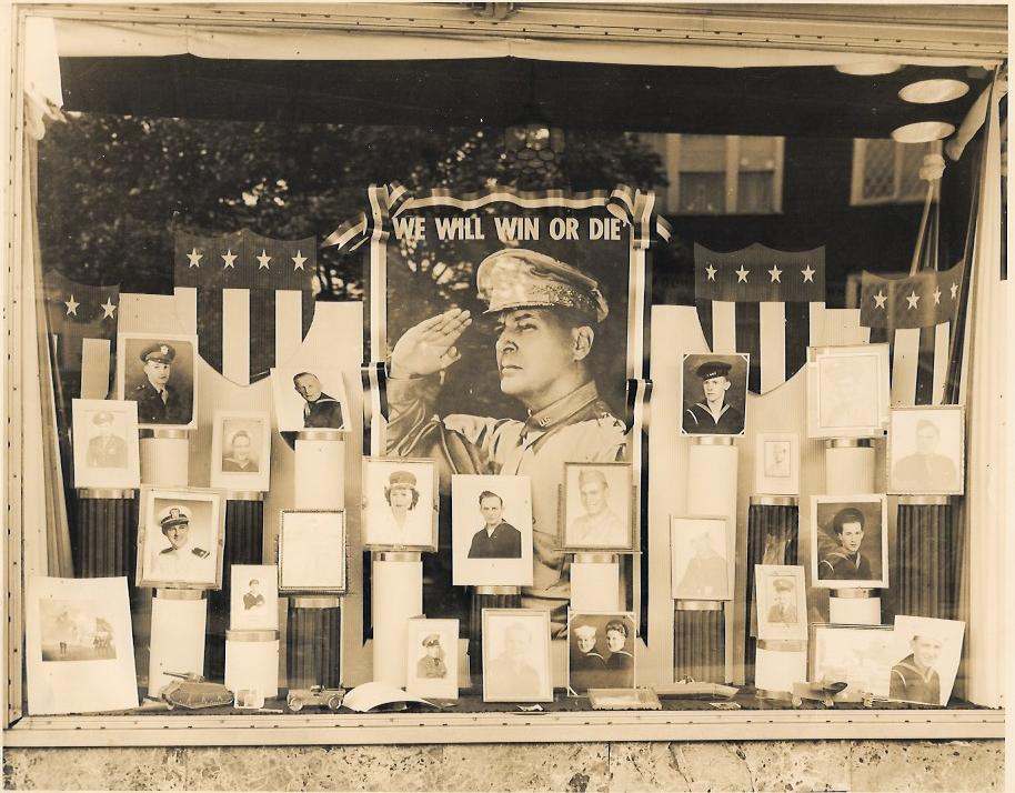 WWII US Homefront Store Window Display featuring portraits of service ...